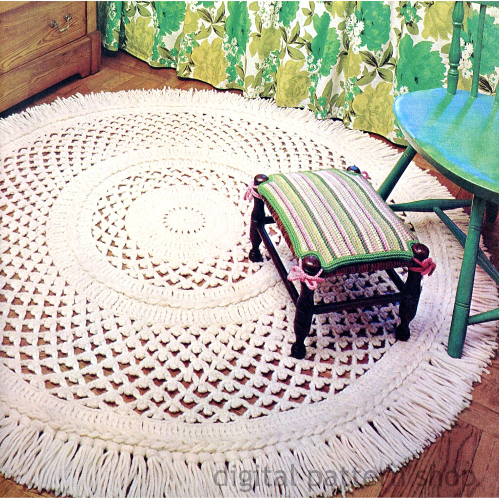 Irish Crochet Rug Pattern, 5 ft Round Doily Rug Crochet Pattern | the ...